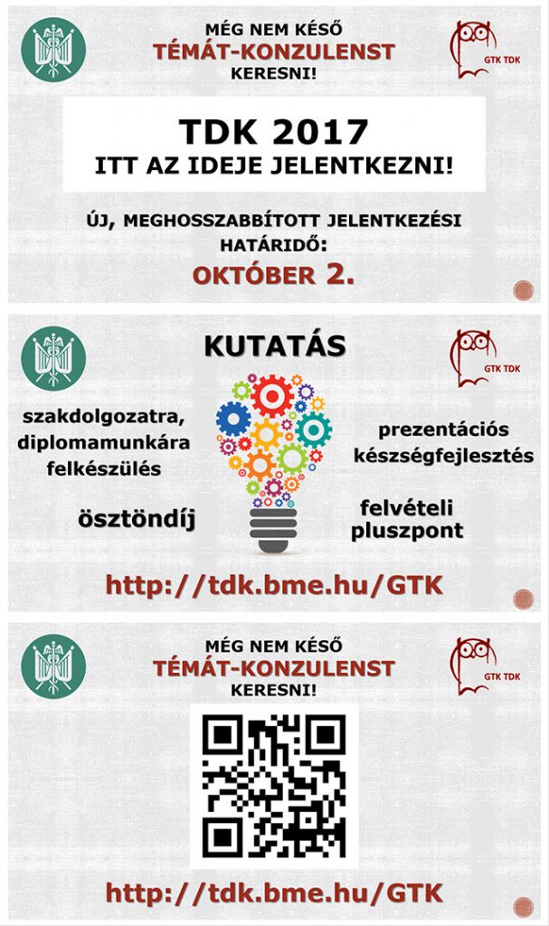 TDK 2017 – Itt az ideje jelentkezni! – BME GTK